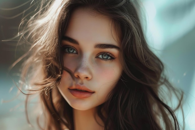 Premium Photo Beauty Brunette Girl Generate Ai