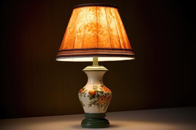 Premium Ai Image Bedside Lamp With A Ceramic Base And Fabric Shade Created With Generative Ai