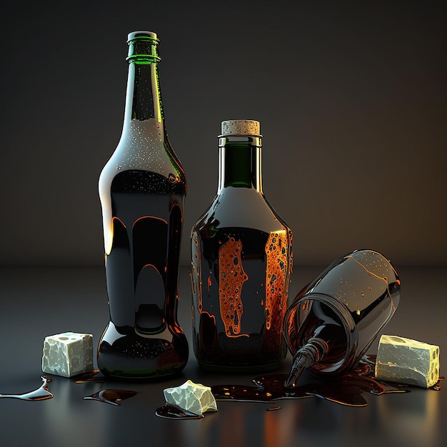 Premium Ai Image Beer Alcoholic Beverages Drinking Glass Bottle Ai