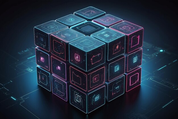 Premium Photo | Big Data Cube Quantum Computer Server Concept Background 3D Blockchain Cube ...