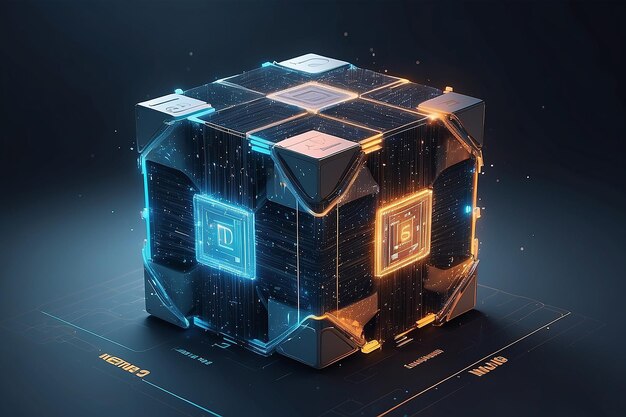 Premium Photo | Big Data Cube Quantum Computer Server Concept Background 3D Blockchain Cube ...