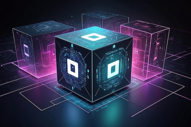 Premium Photo Big Data Cube Quantum Computer Server Concept Background 3d Blockchain Cube