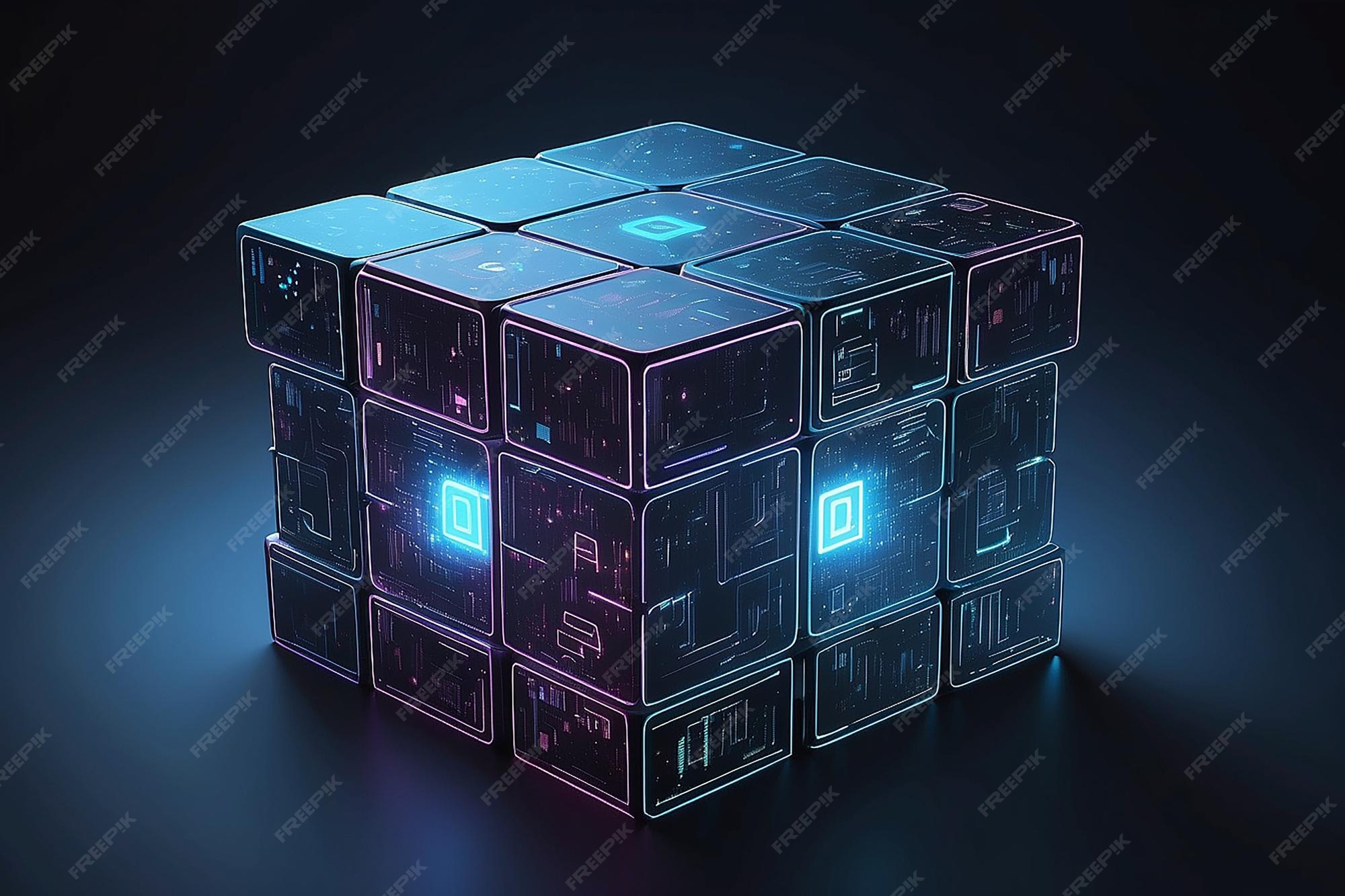 Premium Photo | Big Data Cube Quantum Computer Server Concept Background 3D Blockchain Cube ...