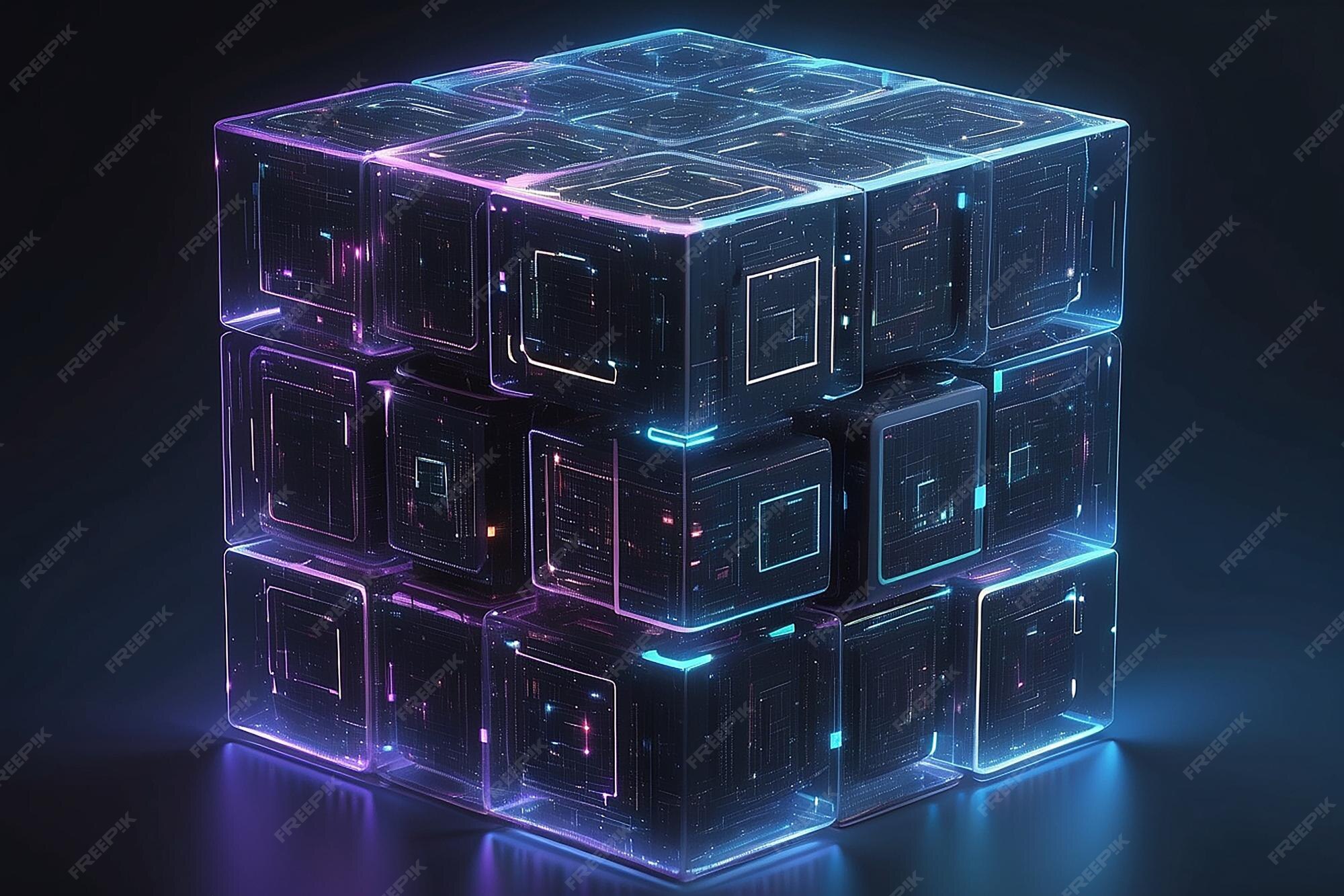 Premium Photo | Big Data Cube Quantum Computer Server Concept Background 3D Blockchain Cube ...