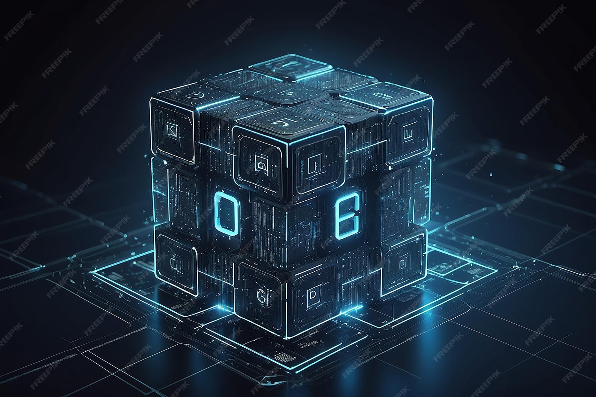 Premium Photo | Big Data Cube Quantum Computer Server Concept Background 3D Blockchain Cube ...