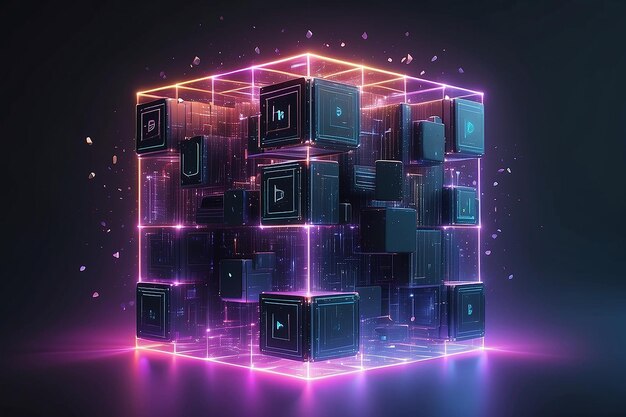 Premium Photo | Big Data Cube Quantum Computer Server Concept Background 3D Blockchain Cube ...