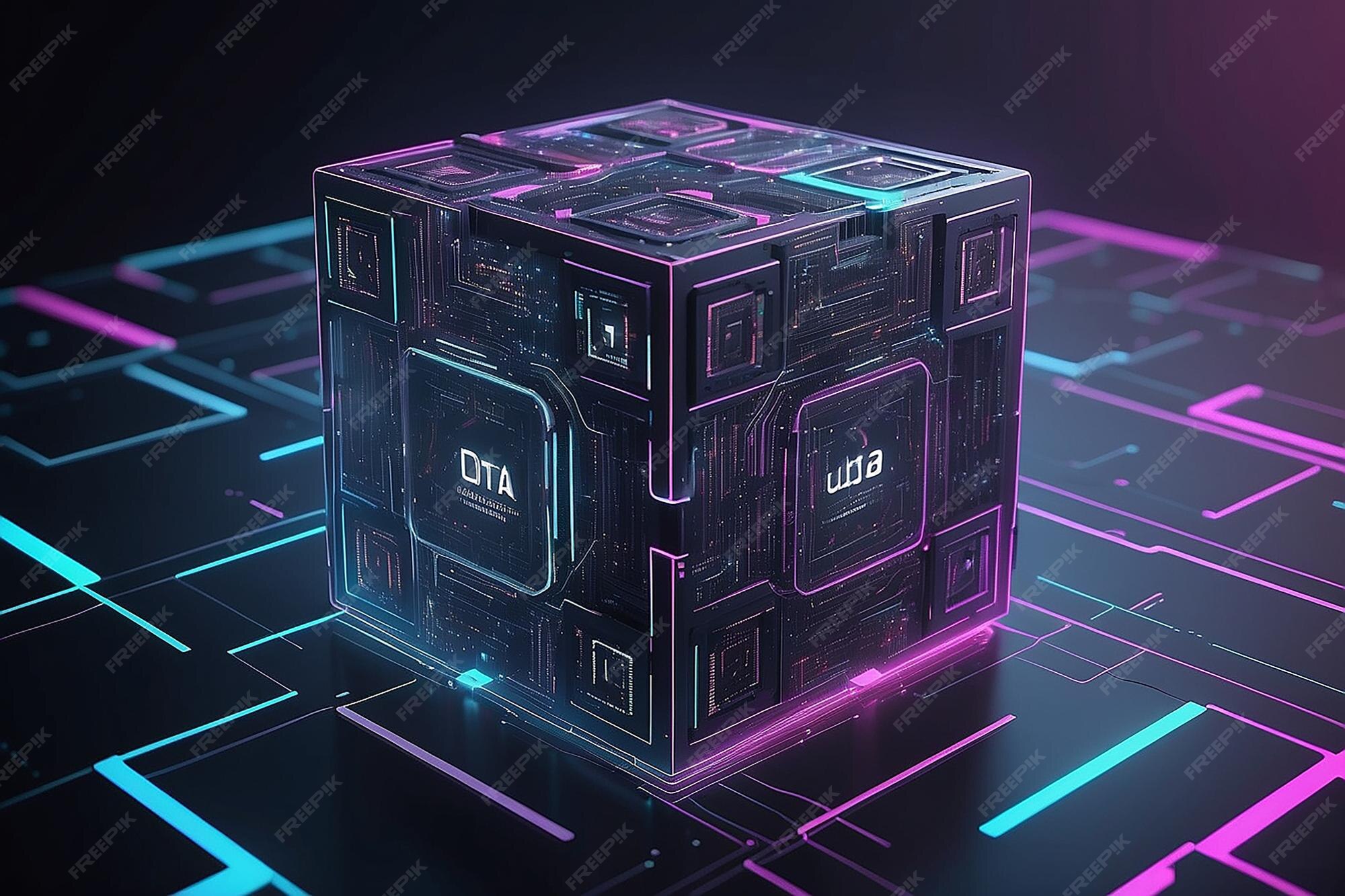 Premium Photo | Big Data Cube Quantum Computer Server Concept Background 3D Blockchain Cube ...