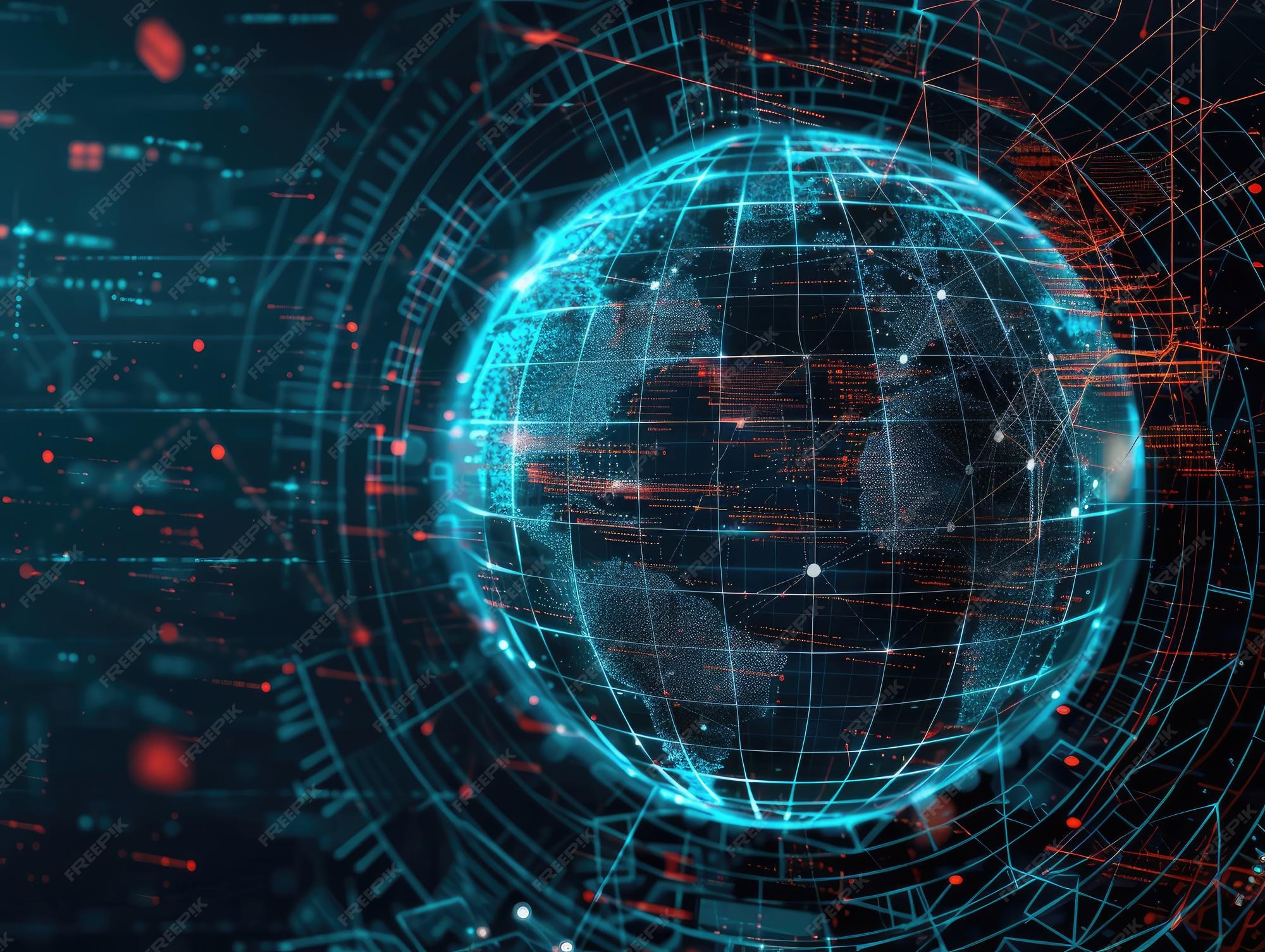 Premium AI Image | Big data sphere visualization with text HUD ...