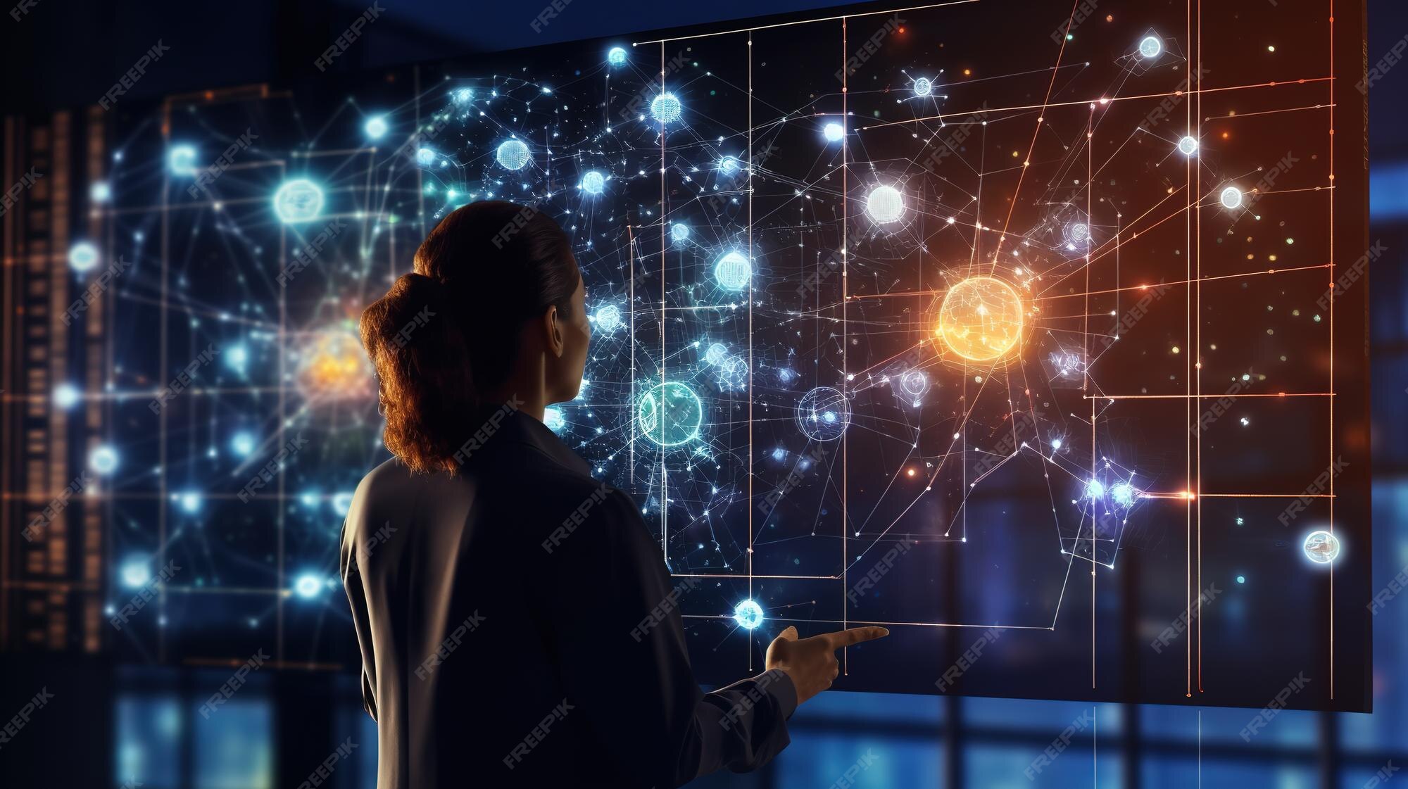 Premium AI Image | Big data technology and data science Data scientist querying analysing and ...