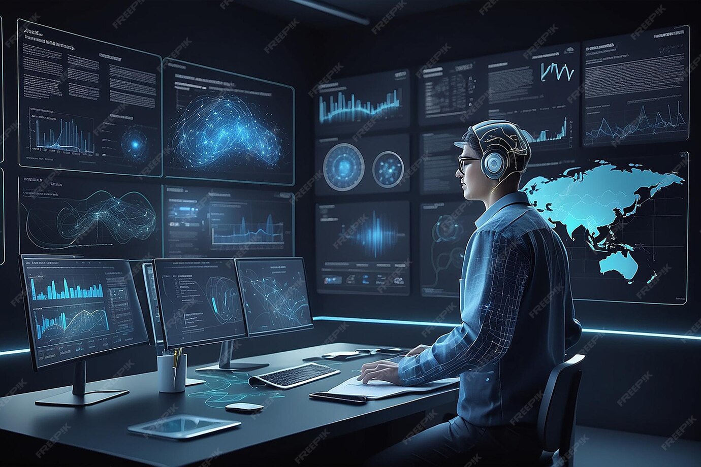 Premium Photo | Big data technology and data science Data scientist ...