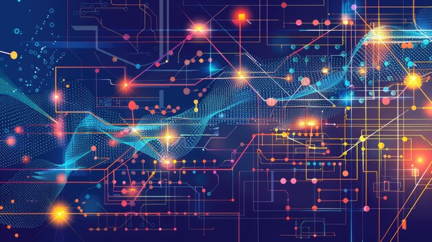 Big data technology and data science illustration Data flow concept Querying analysing ...