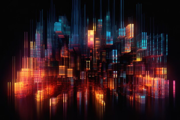 Premium AI Image | Big data technology and data science in neon glow ...