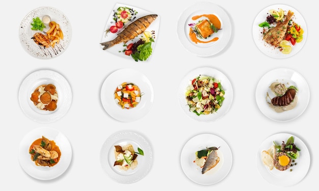 Premium Photo | Big set of various plates with tasty food Premium Photo | Big set of various plates with tasty food