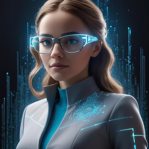 Binary Code Cyber Business Woman Images With Ai Generated Premium Ai Generated Image