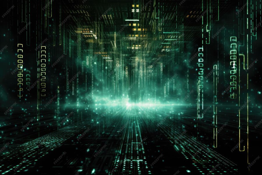 Binary code floating in air Hacker coding with cyber security ...