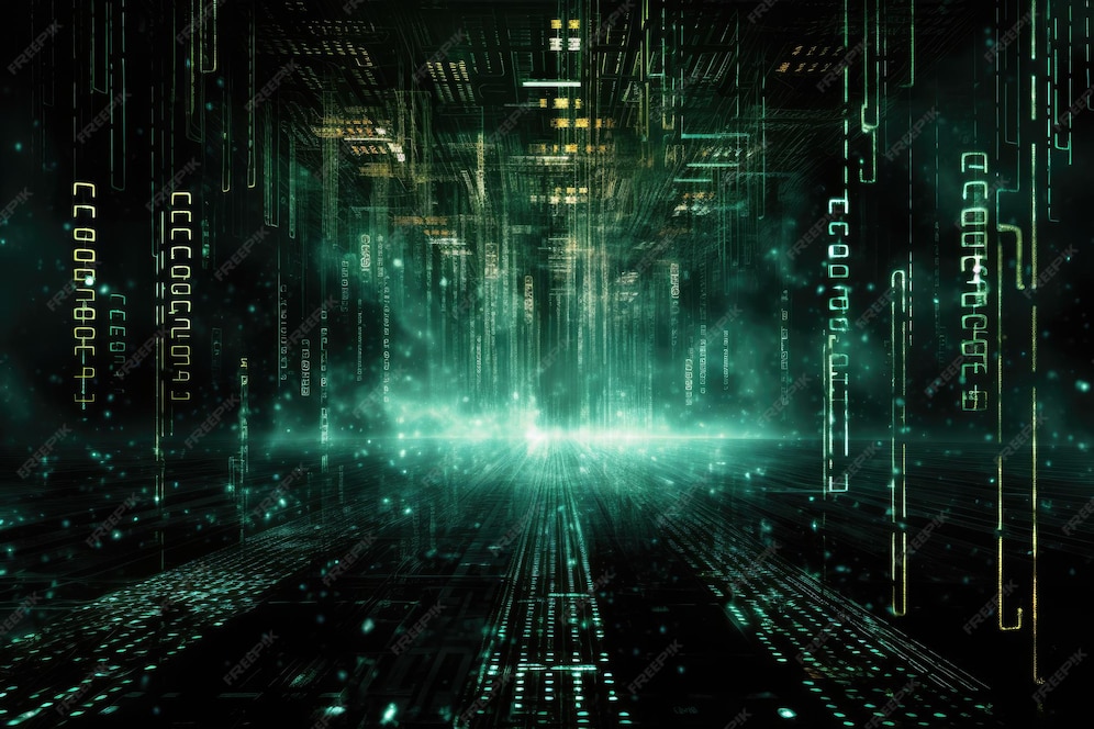 Binary code floating in air Hacker coding with cyber security ...