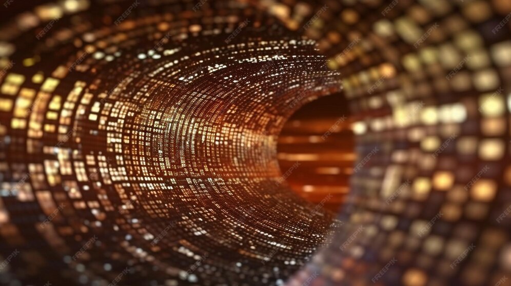 Premium Photo Binary Code Moving Through A Vortex In The Backdrop With Depth Of Field Is A