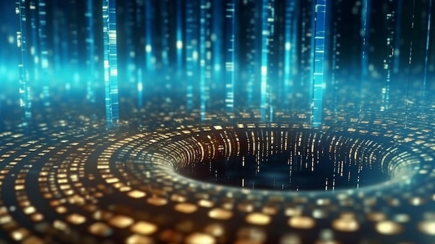 Premium Ai Image Binary Code Moving Through A Vortex In The Backdrop With Depth Of Field Is A