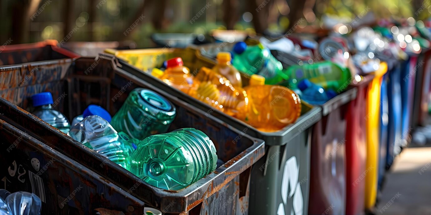 Bins promoting waste segregation and recycling programs for sorting ... Bins promoting waste segregation and recycling programs for sorting ...
