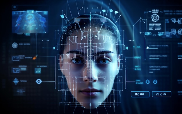 Premium Photo | Biometrics Concept Facial Recognition System Premium Photo | Biometrics Concept Facial Recognition System