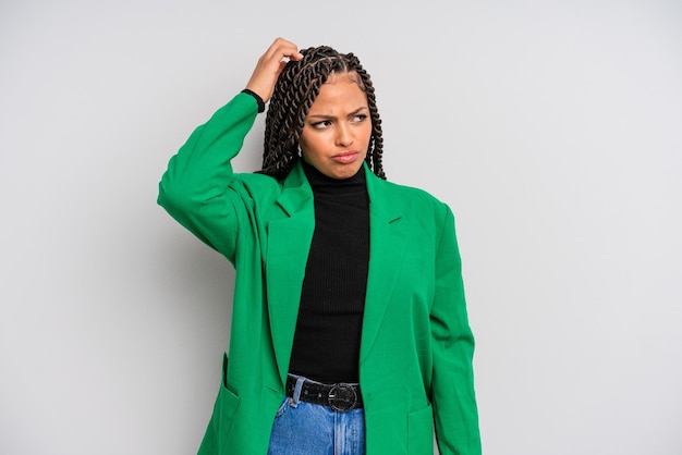 Premium Photo Black Afro Woman Feeling Puzzled And Confused