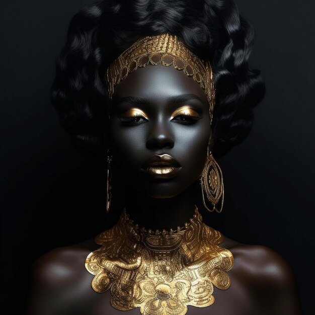 Premium AI Image | black fascinating goddess beauty Premium AI Image | black fascinating goddess beauty