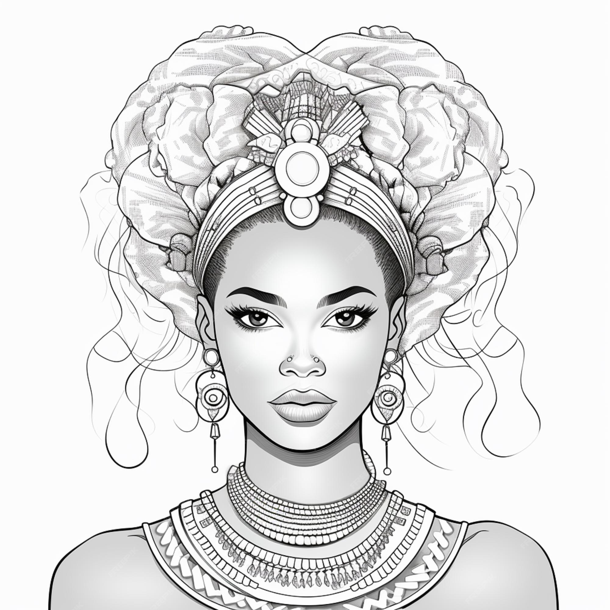 Premium AI Image | a black and white drawing of a woman with a ... Premium AI Image | a black and white drawing of a woman with a ...