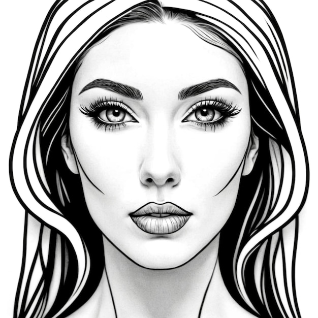 Premium Photo Black And White Illustration Of A Womans Face