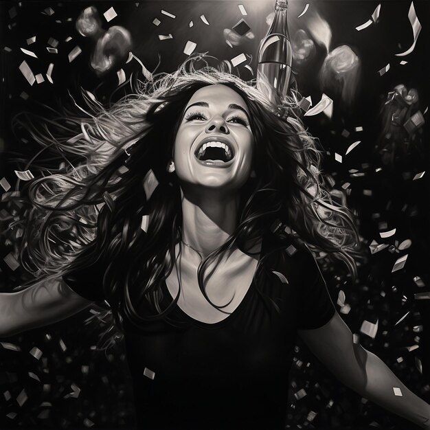 Premium AI Image | a black and white photo of a woman with her hair ... Premium AI Image | a black and white photo of a woman with her hair ...