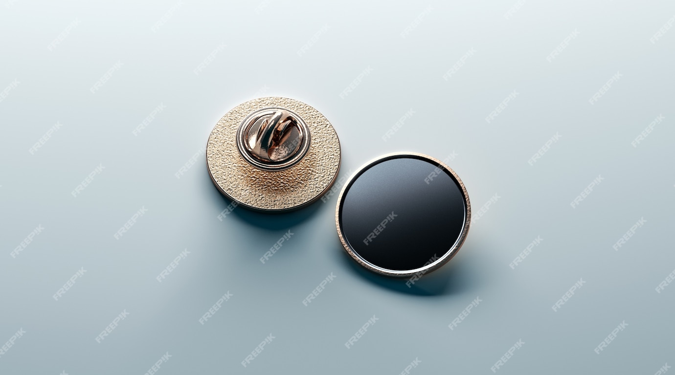 Premium Photo | Blank black round gold lapel badge, front and back side ... Premium Photo | Blank black round gold lapel badge, front and back side ...