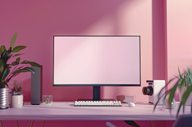 Blank screen desktop computer on workspace | Premium AI-generated image Blank screen desktop computer on workspace | Premium AI-generated image