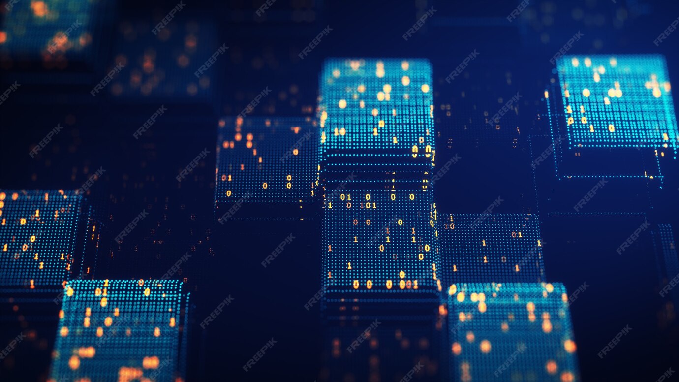 Premium Photo Block Chain Concept Big Data Binary Code Futuristic Information Technology