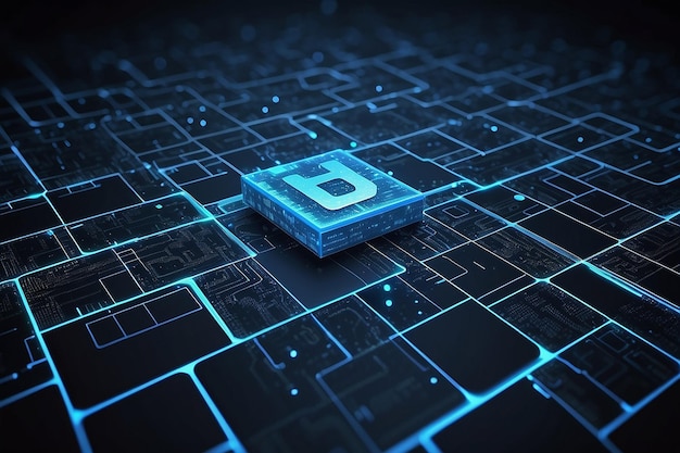 Blockchain network concept Distributed ledger technology Block chain text and computer ...