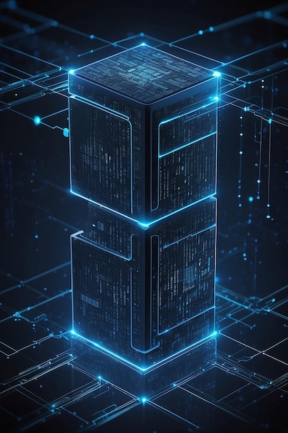 Blockchain network concept Distributed ledger technology Block chain text and computer ...