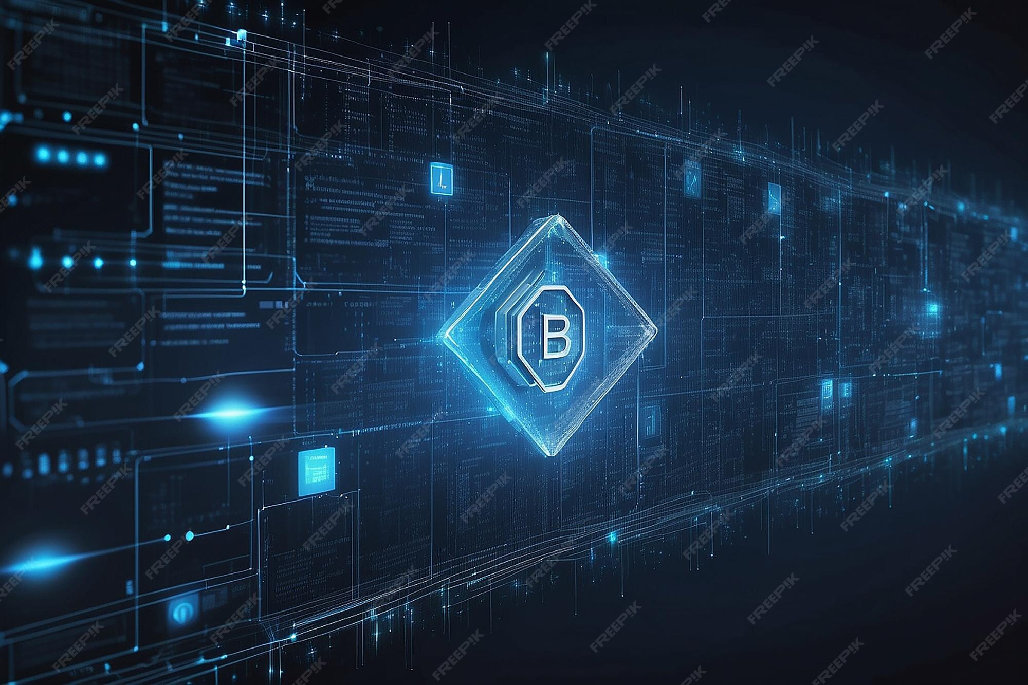 Blockchain network concept Distributed ledger technology Block chain text and computer ...