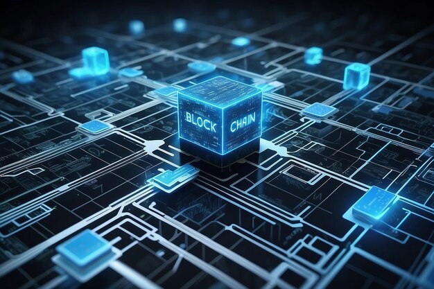 Blockchain Network Concept Distributed Ledger Technology Block Chain Text And Computer