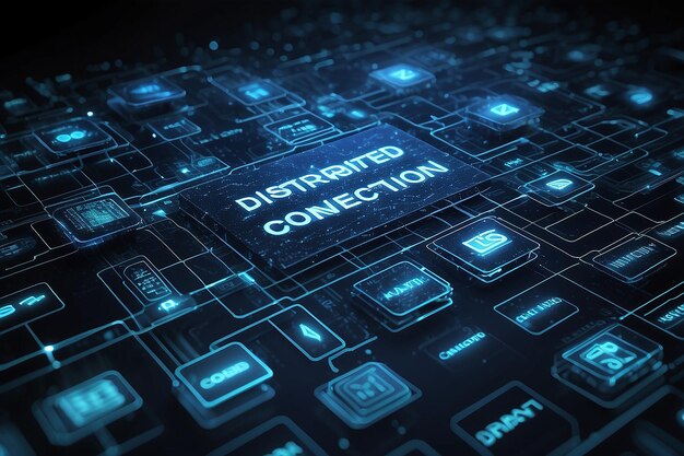 Blockchain Network Concept Distributed Ledger Technology Block Chain Text And Computer