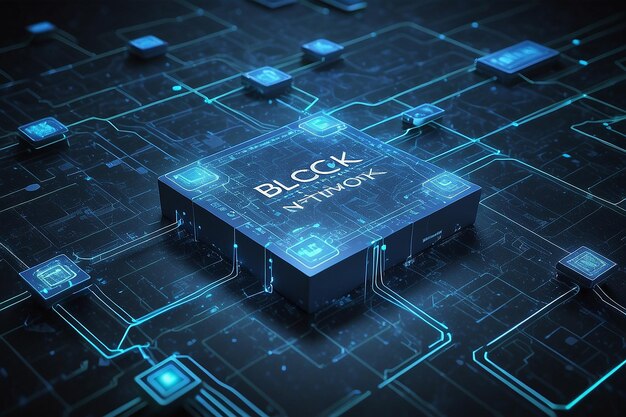 Blockchain Network Concept Distributed Ledger Technology Block Chain Text And Computer