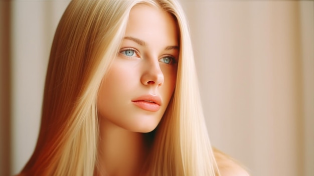 Premium AI Image | Blond hair beautiful model Illustration AI GenerativexA Premium AI Image | Blond hair beautiful model Illustration AI GenerativexA