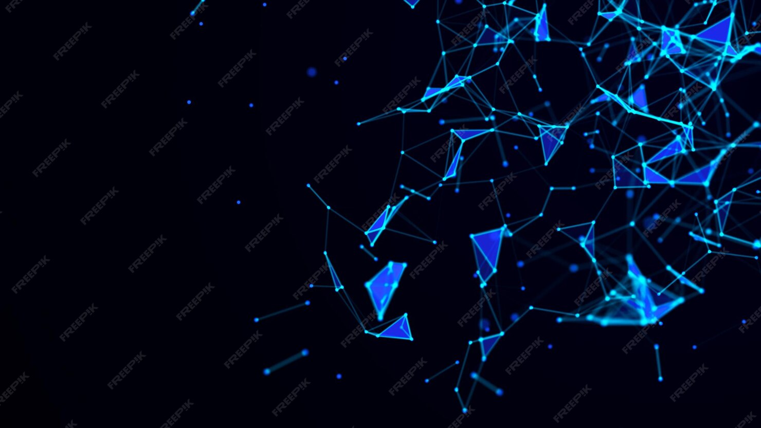 Premium Photo Blue Abstract Background With Connection Lines Dots And Triangles Technology