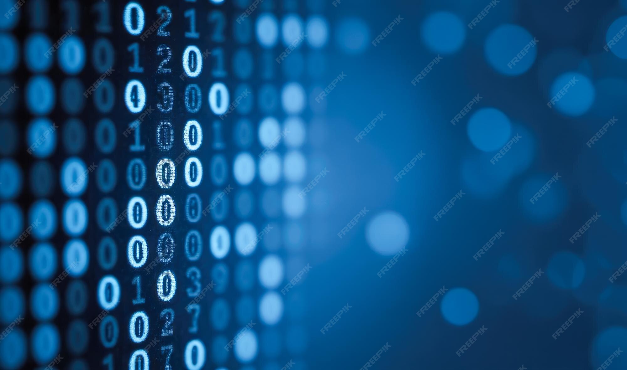 Blue computer screen filled with binary code Ideal for concepts related to data technology and ...