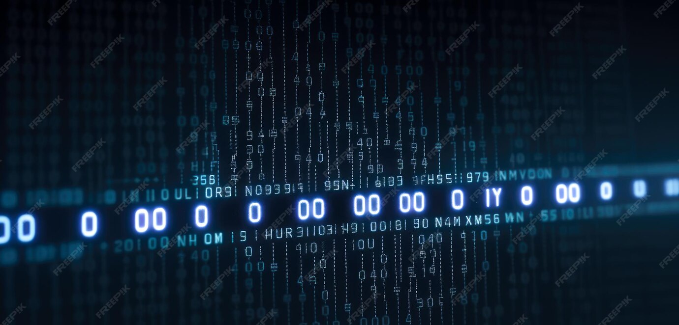 Premium Photo | Blue digital binary data on computer screen background ...