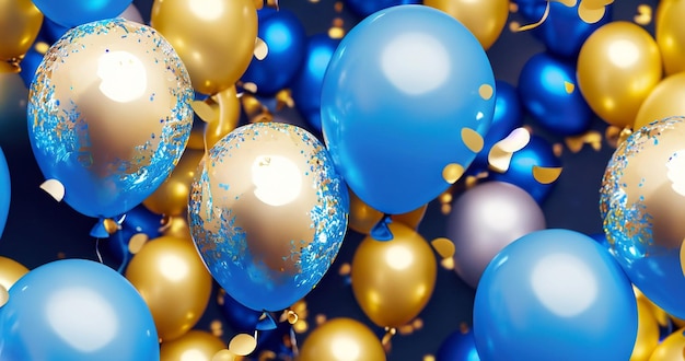 Premium Photo Blue And Gold Balloons For New Year And Birthday Party