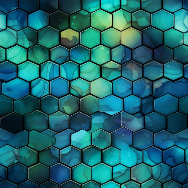 Premium Photo Blue And Green Hexagonal Tessellation Pattern With Captivating Symmetry And