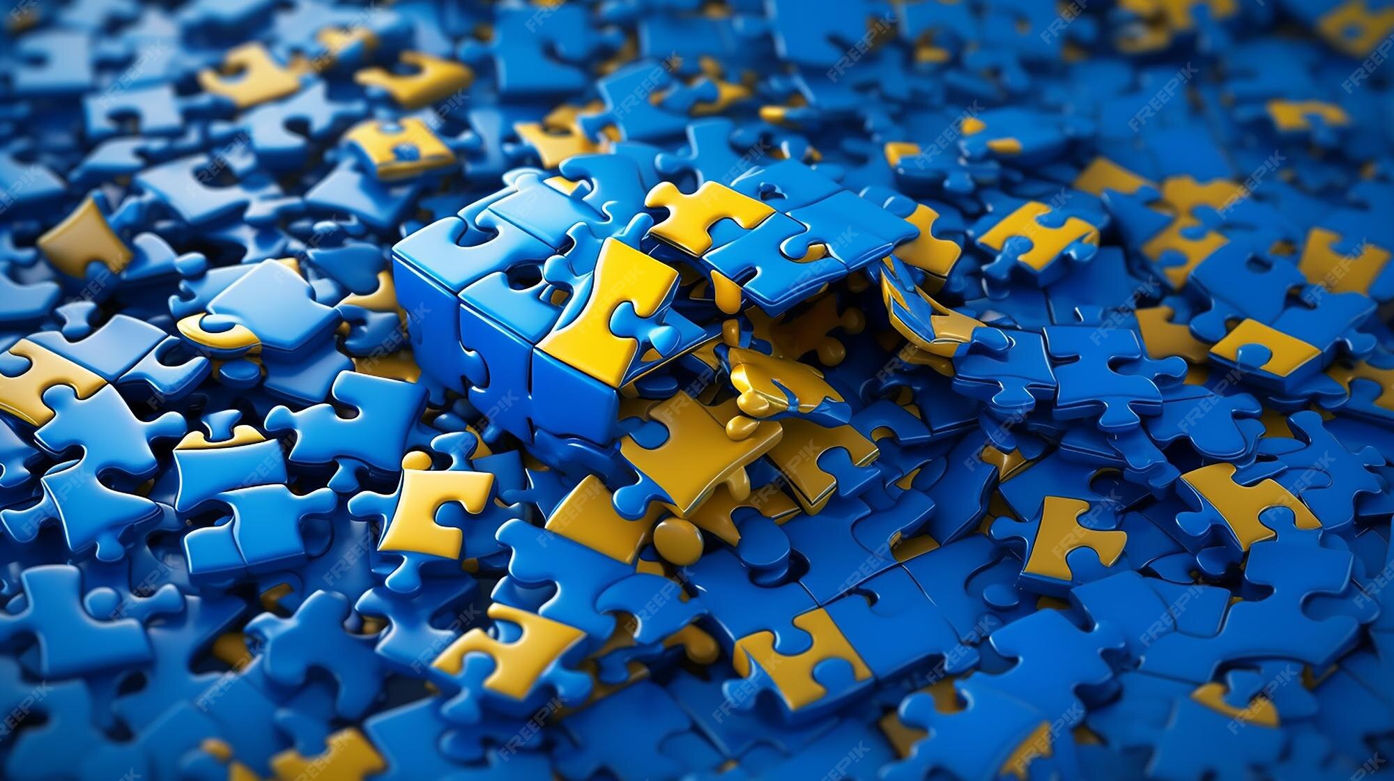 Premium AI Image | Blue Jigsaw Puzzle Pieces Array Premium AI Image | Blue Jigsaw Puzzle Pieces Array