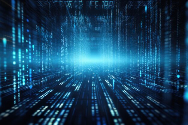 Premium AI Image | Blue matrix digital background Abstract cyberspace concept 3D Rendering ...