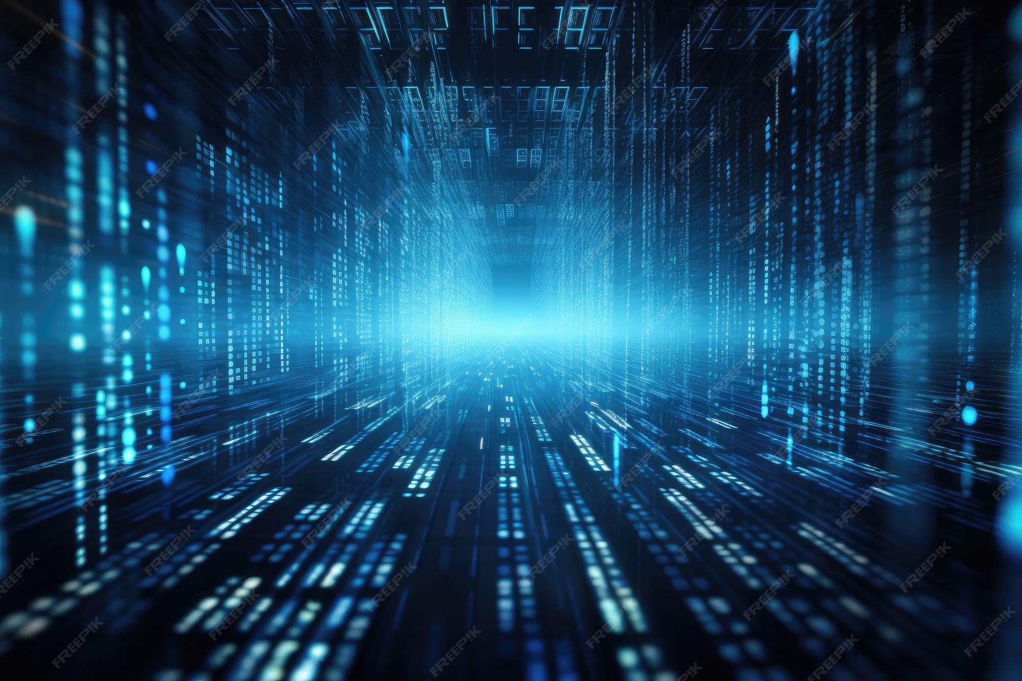 Premium AI Image | Blue matrix digital background Abstract cyberspace concept 3D Rendering ...