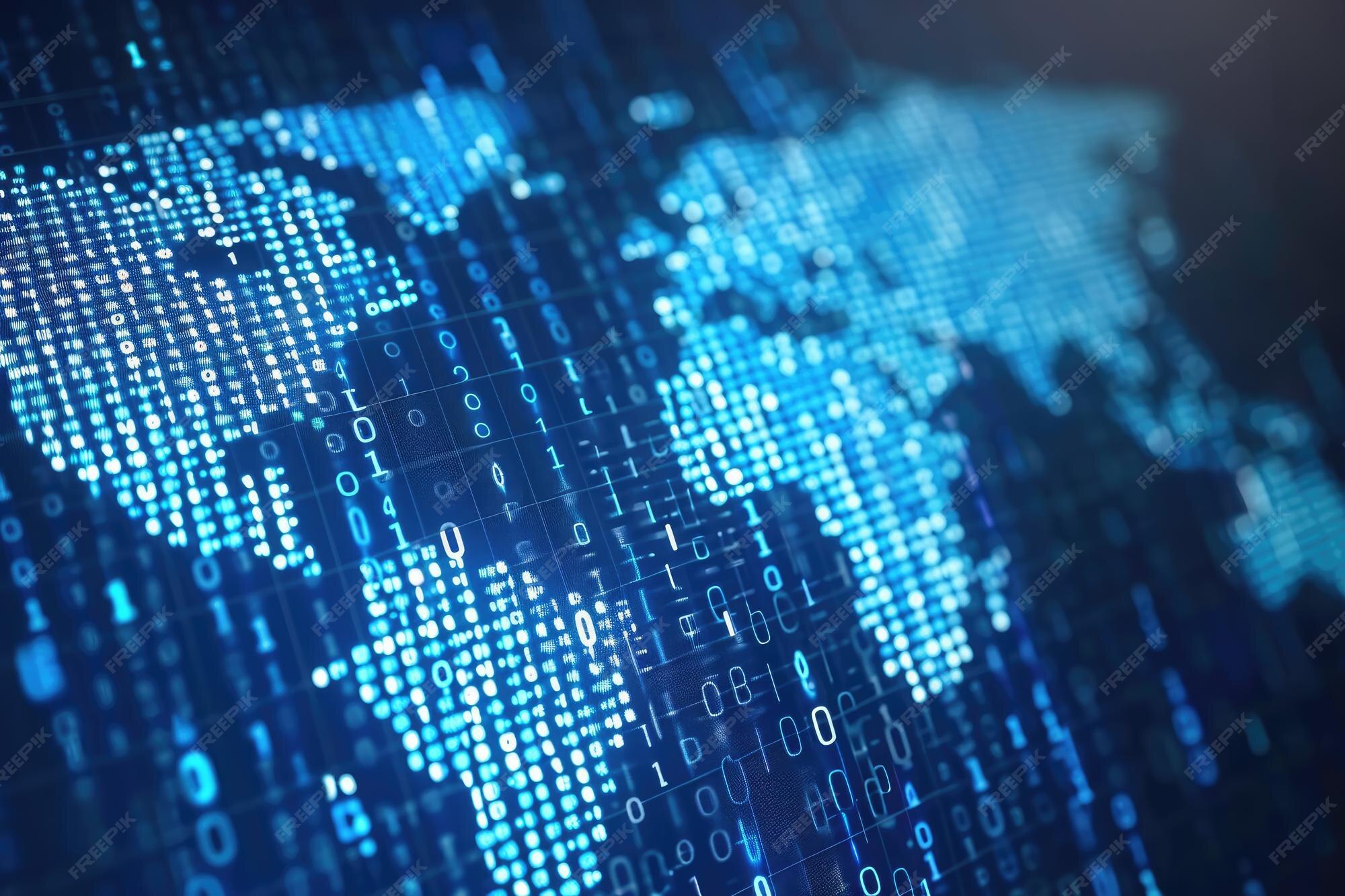 Premium Photo Blue Number World Map An Intricate Representation Of Global Data A Binary Code