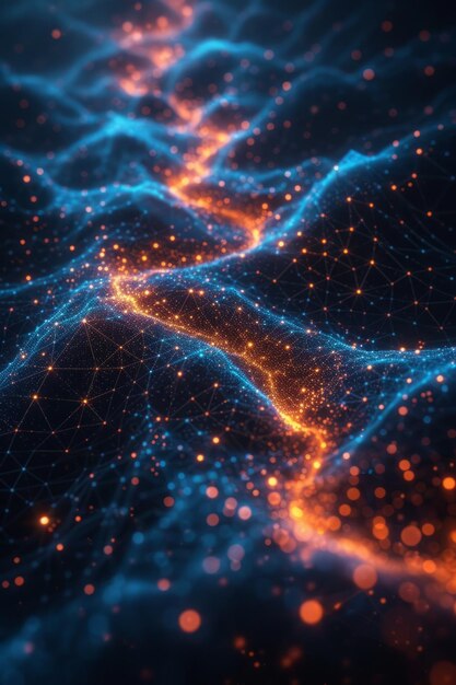 Premium Photo | Blue and orange glowing plexus Premium Photo | Blue and orange glowing plexus