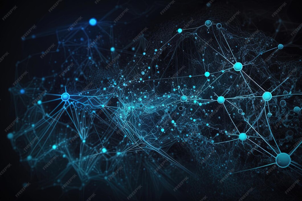 Premium Photo | Blue technology network background with a hexagonal ...